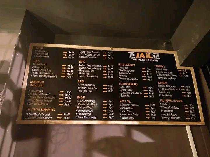 Menu at Flavours Of Jail ( Jail Cafe India ), Indore, 1-2