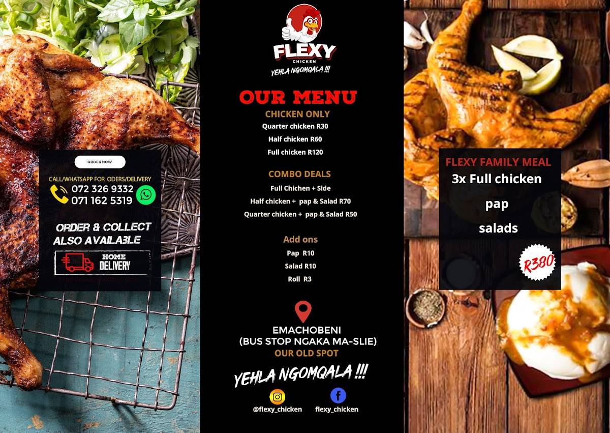 Menu at Flexy chicken restaurant, Newlands West
