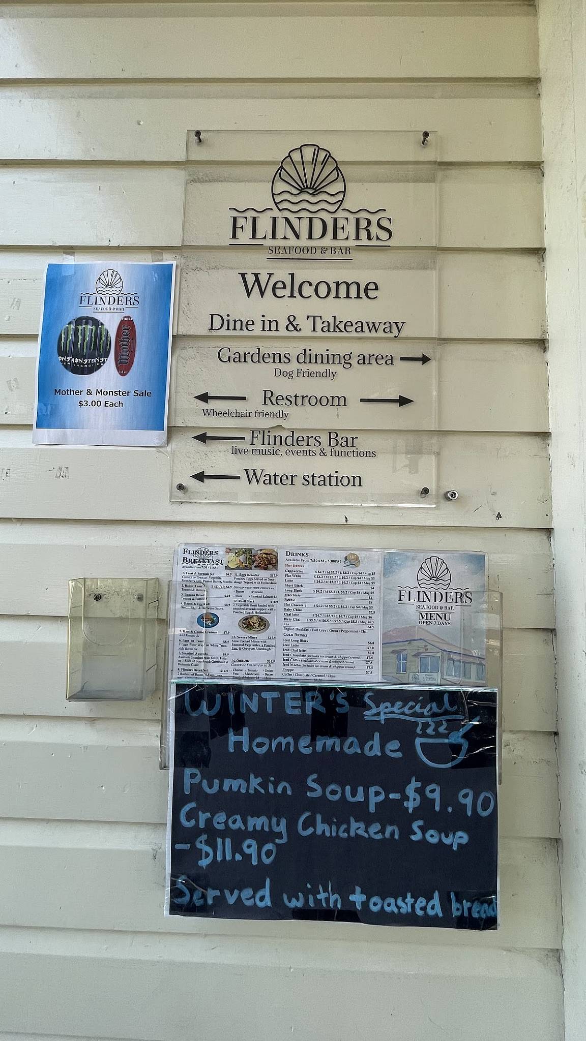 Menu at Flinders Seafood & Bar, Sandgate
