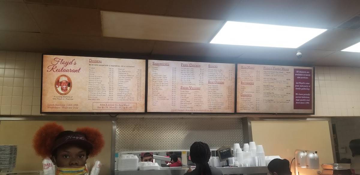Menu at Floyd's restaurant, Charlotte, N Graham St