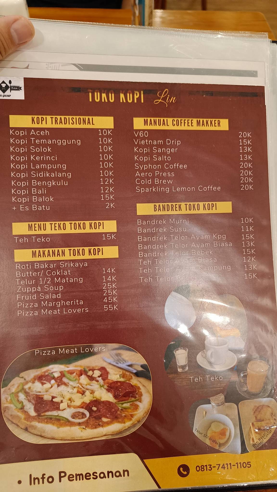 Menu at Food Court Teras Kayu restaurant, Pekanbaru