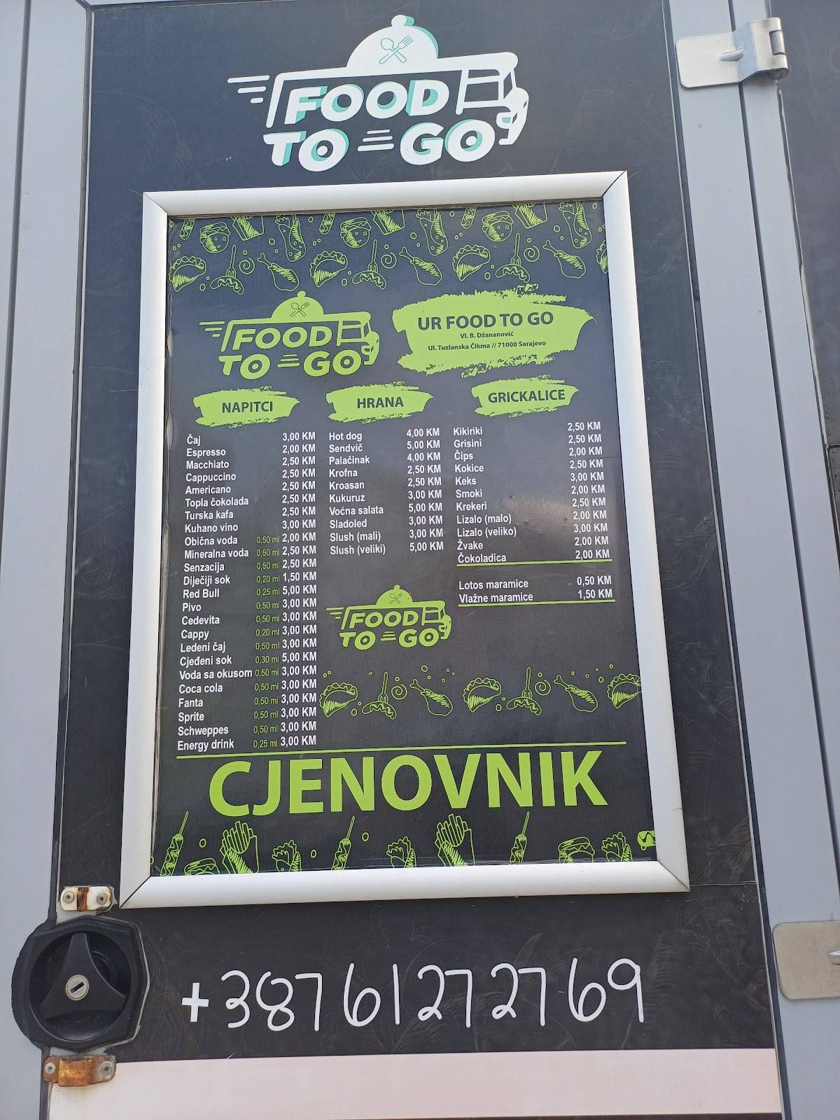 Menu au Food to go, Sarajevo