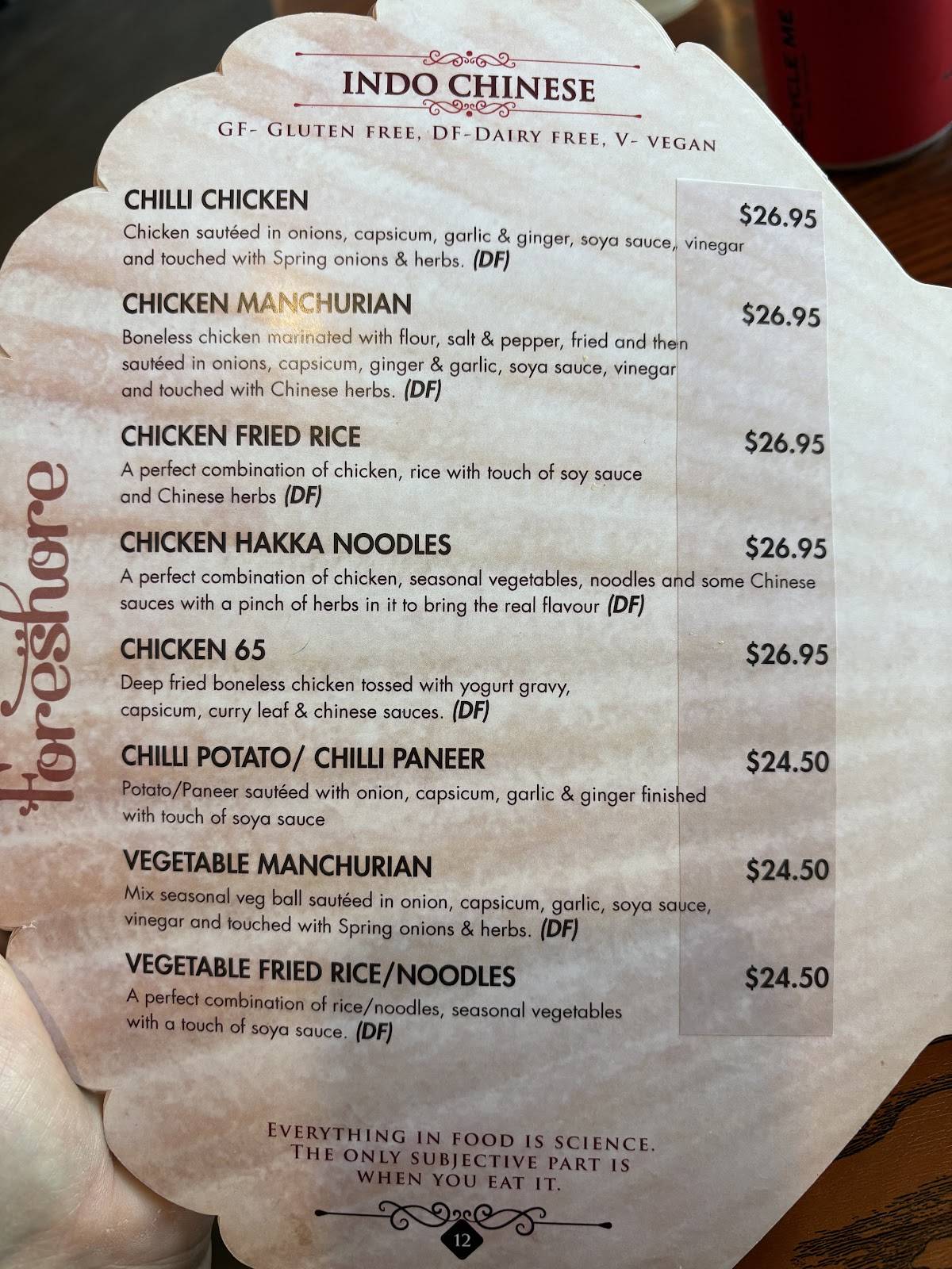 Menu at Foreshore Indian & European Restaurant-Bar-Cafe, Auckland, 251 ...