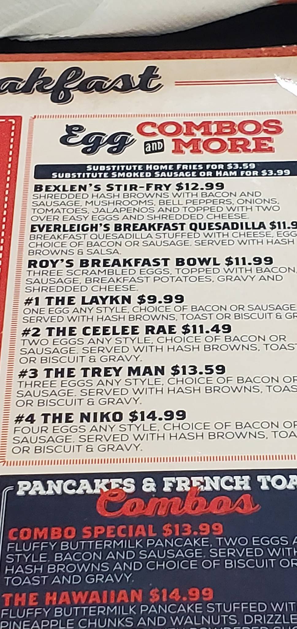 Menu at Blue Mound Cafe - Belknap, Fort Worth