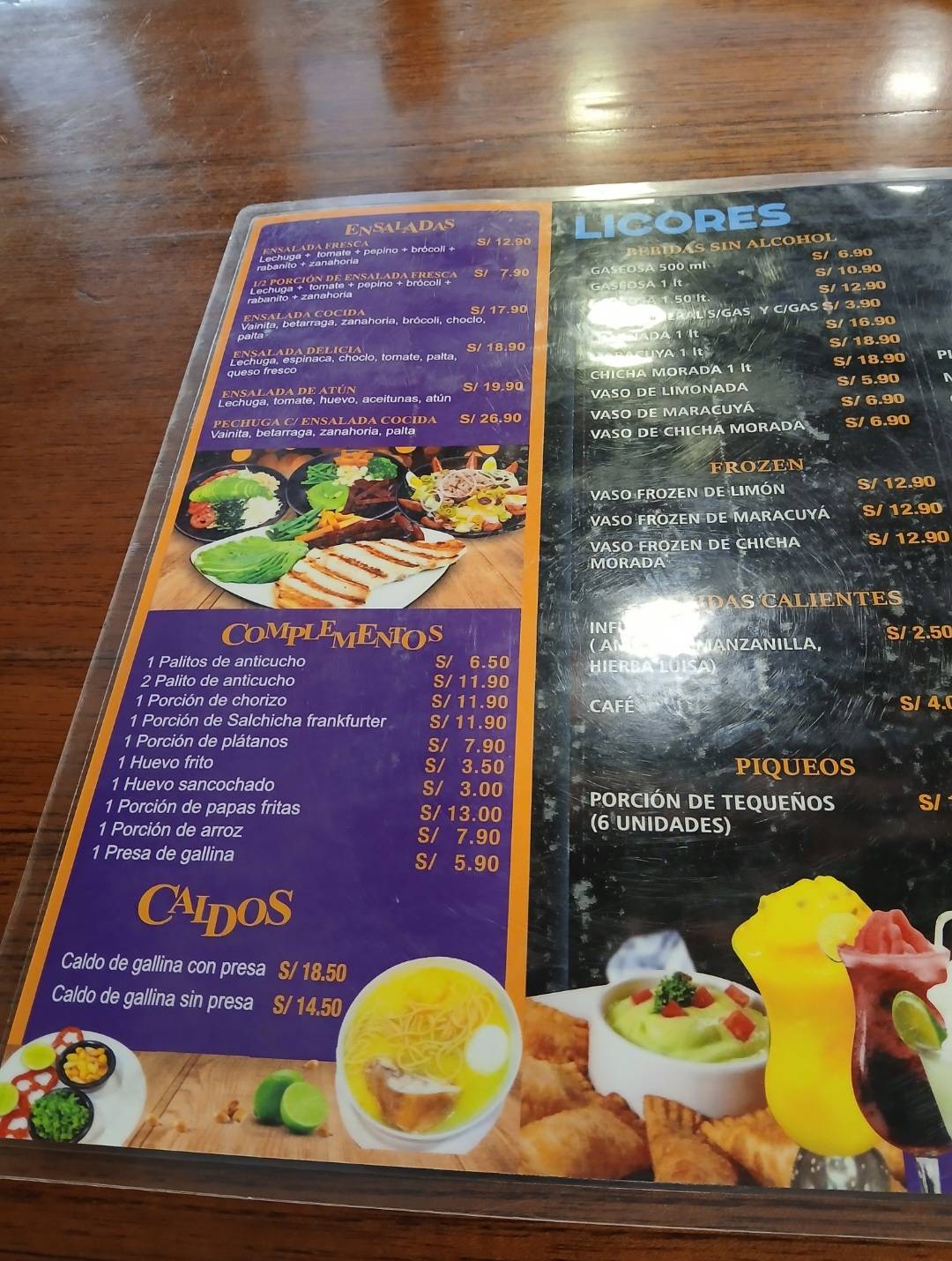 Carta de Frangos brasa - pollos y parrillas, Lima