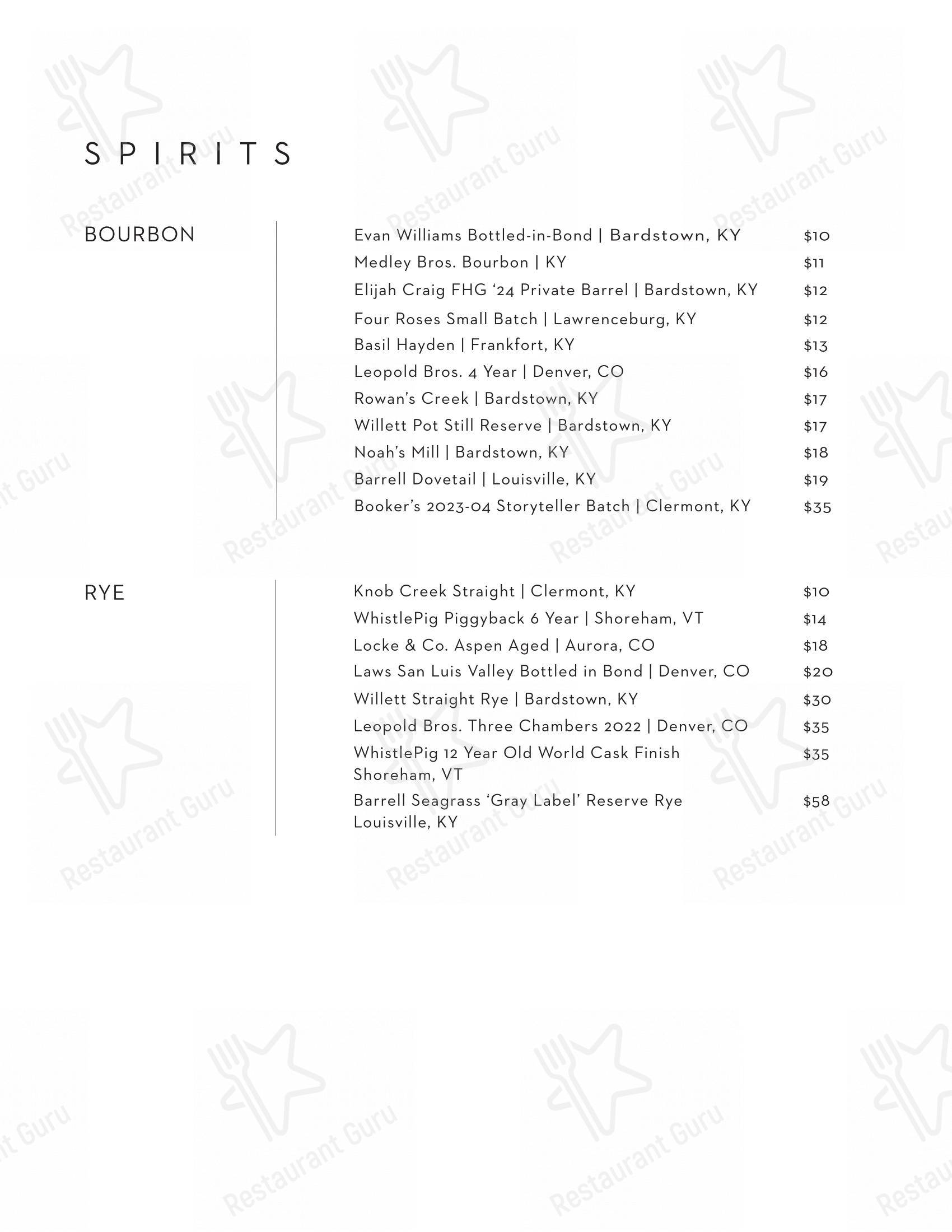 Menu at Frasca Food and Wine pub & bar, Boulder, Pearl St