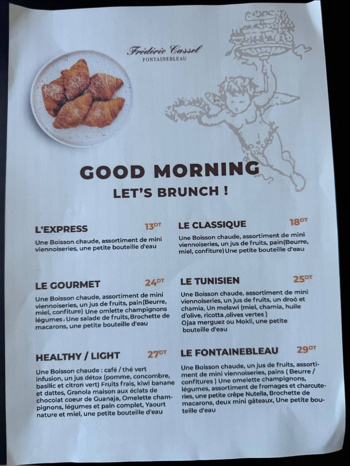 Menu at Frédéric CASSEL cafe, Tunis, R7R9+GG9