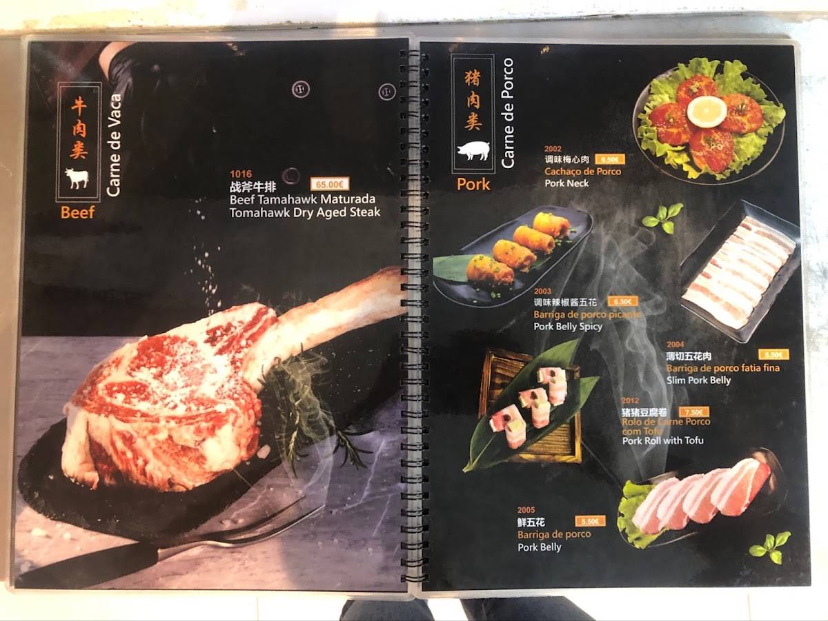 Menu at Friendship Korean BBQ, Lisbon