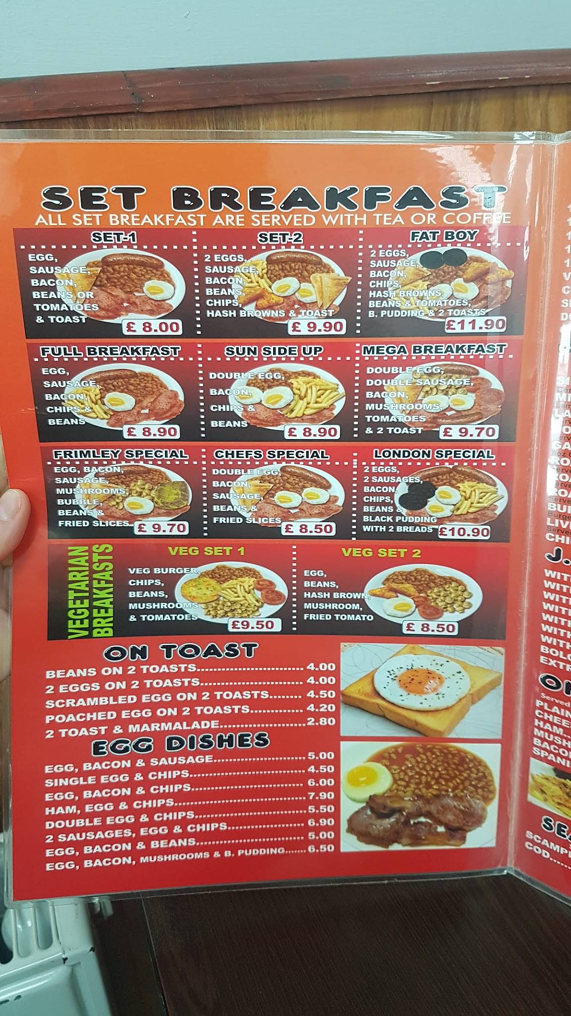 Menu at Frimley Road Cafe, Camberley