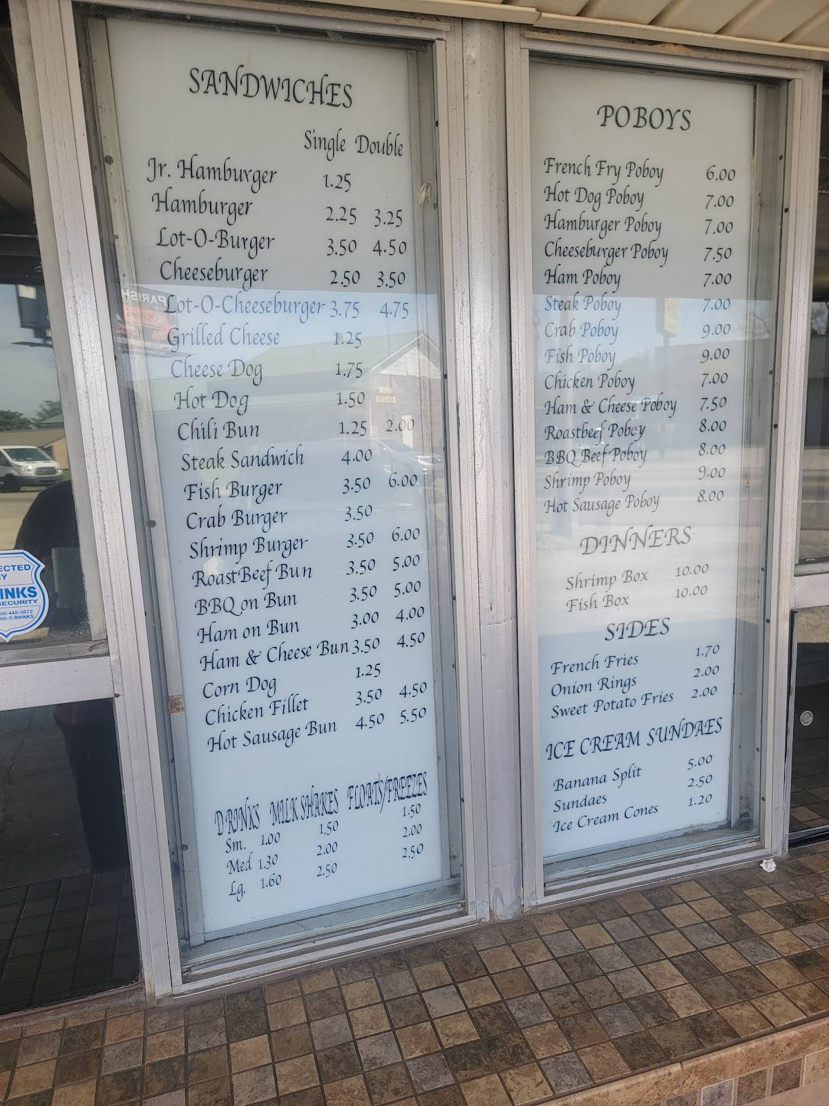 Menu at Frostop restaurant, Picayune