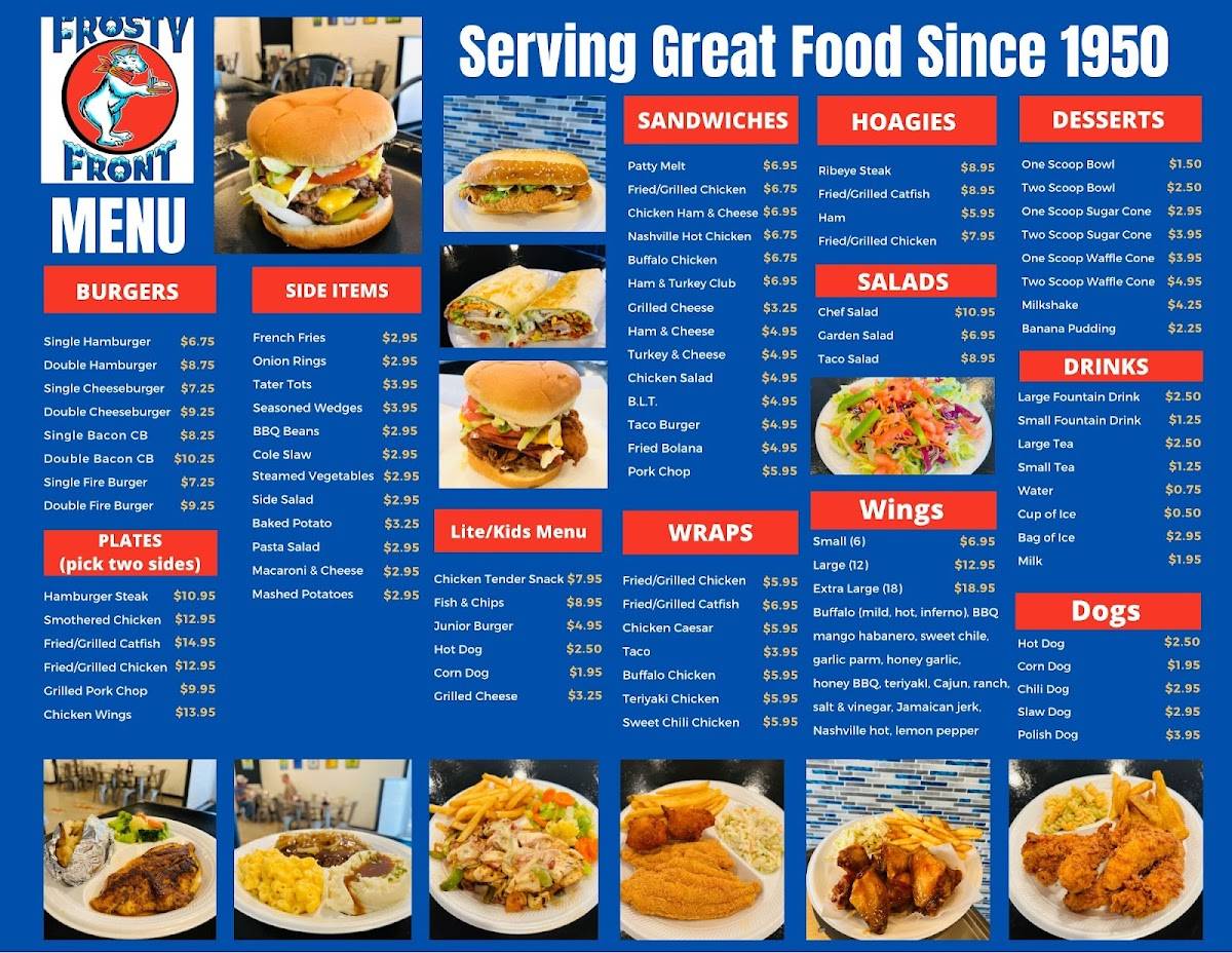 Menu at Frosty Front restaurant, Guin