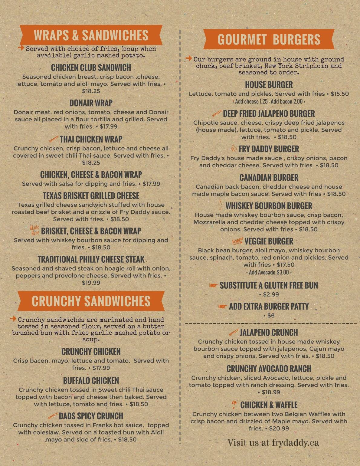 Menu at Fry Daddy’s - Fry & Grill restaurant, Middle Sackville