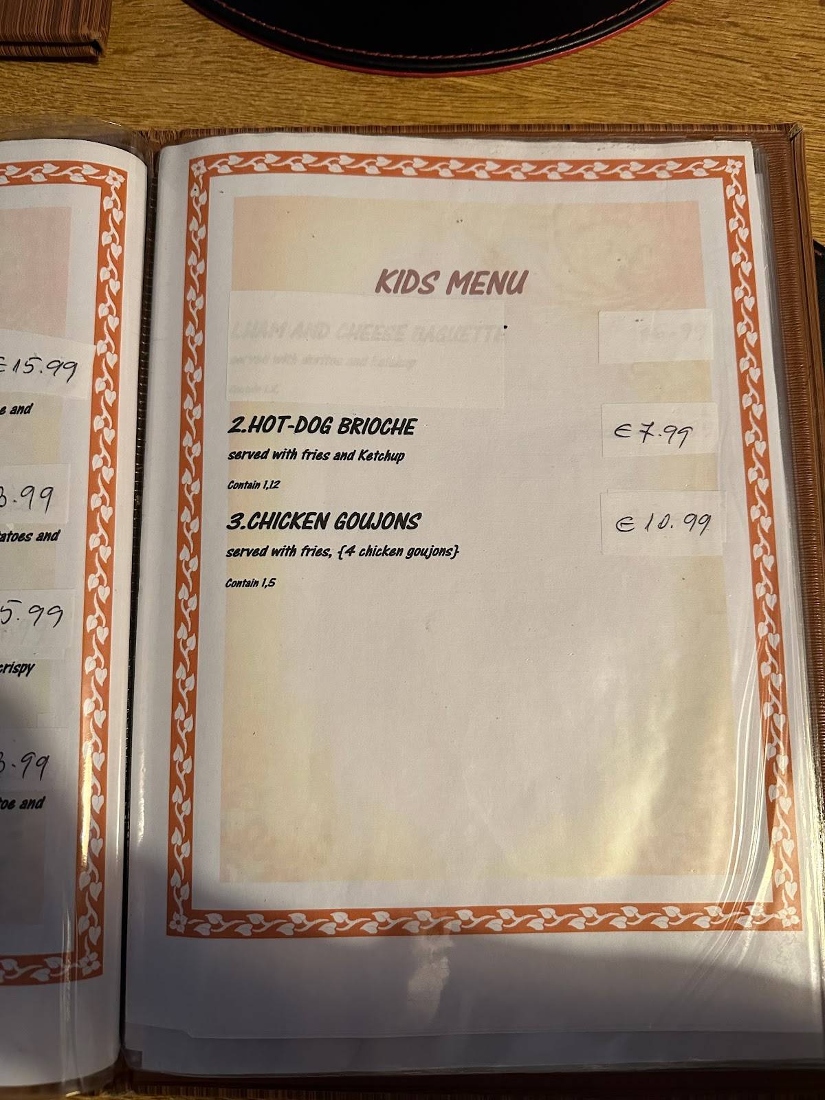 Menu at Gabriel's Kitchen restaurant, Mountrath
