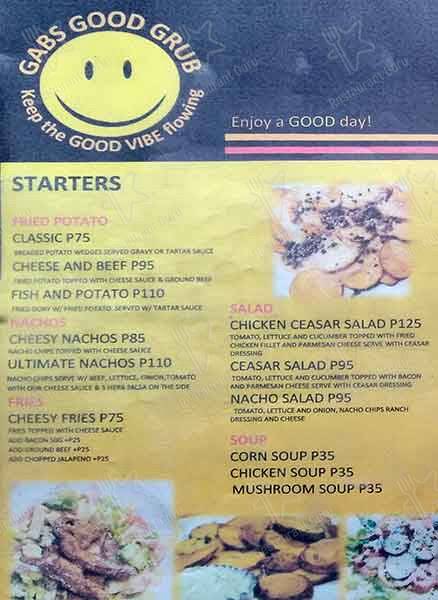 Menu at Gab's Good Grub restaurant, Makati