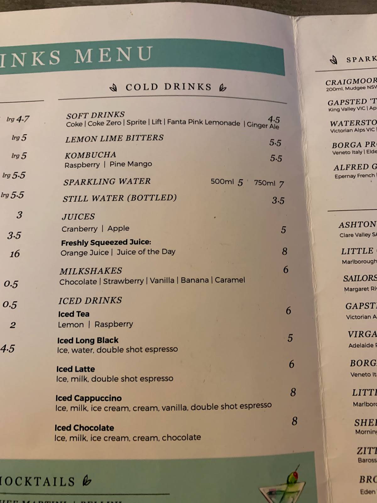 Menu at The Vintage Secret Garden restaurant, Galston