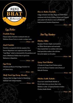 Menu at B.R.A.T - Boti, Roti And Tikkas, Raysan