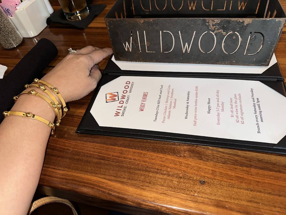 Menu at Wildwood Firewheel restaurant, Garland