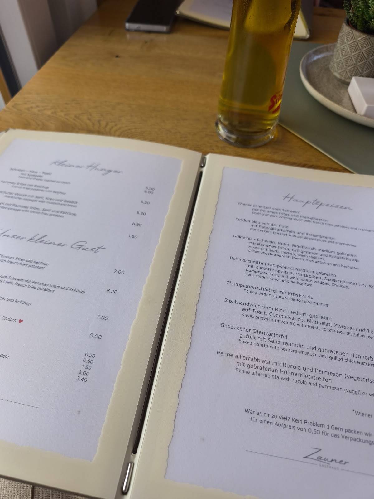 Speisekarte von Gasthaus Zauner restaurant, Mondsee