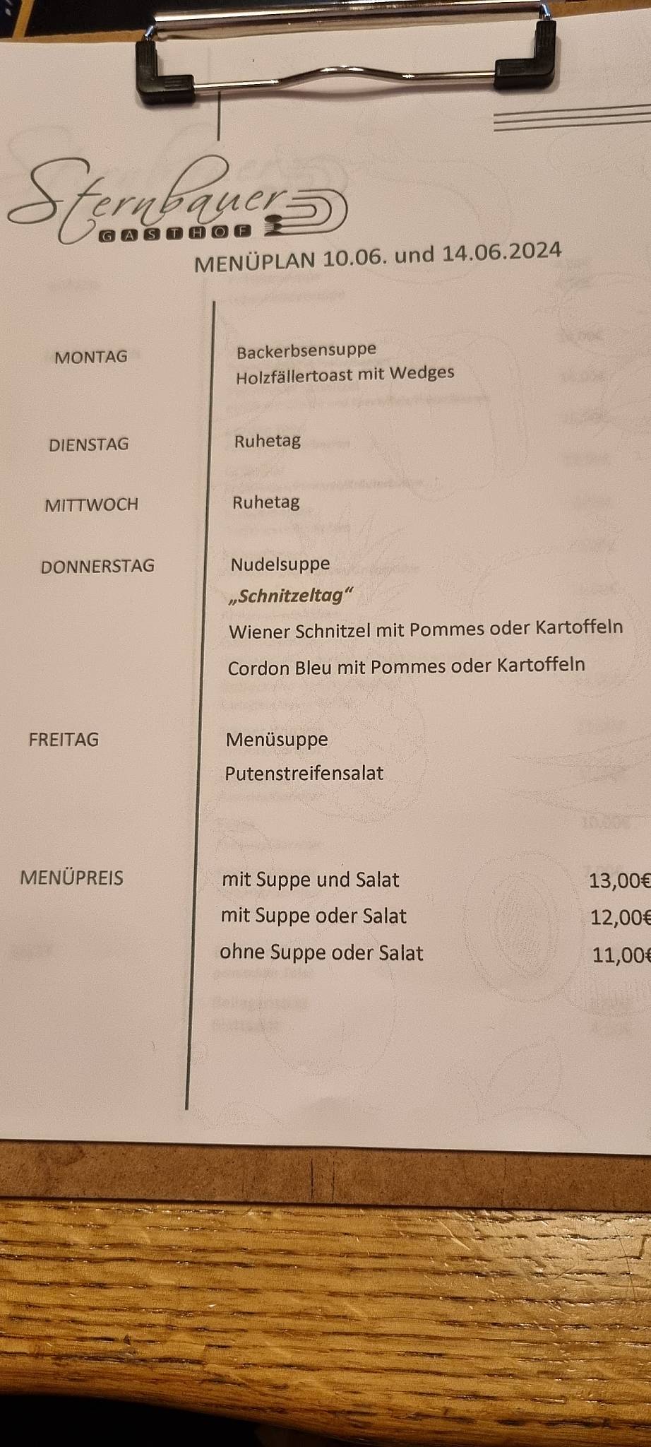 Speisekarte von Gasthof Sternbauer pub & Bar, Neuhofen im Innkreis