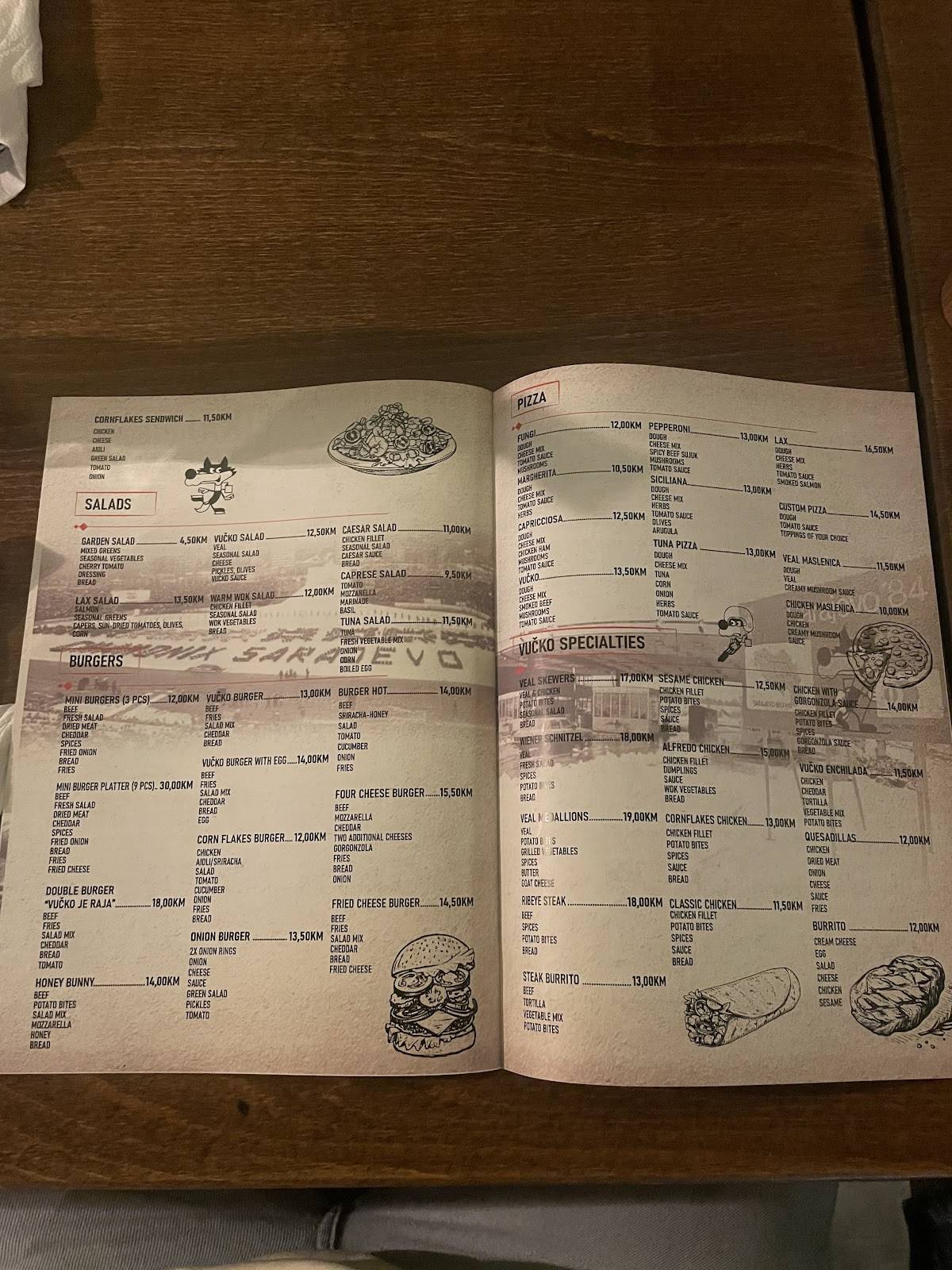 Menu at Gastro Pub Vučko, Sarajevo