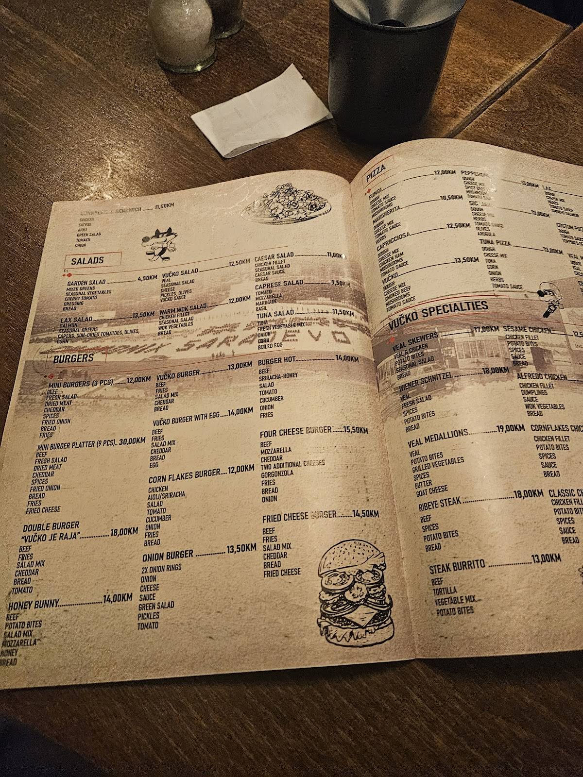 Menu at Gastro Pub Vučko, Sarajevo