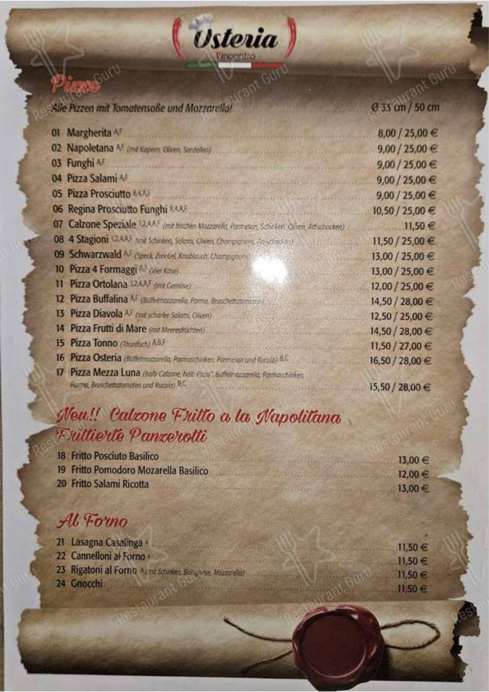 Menu at Gaststätte Pflug restaurant, Hasel