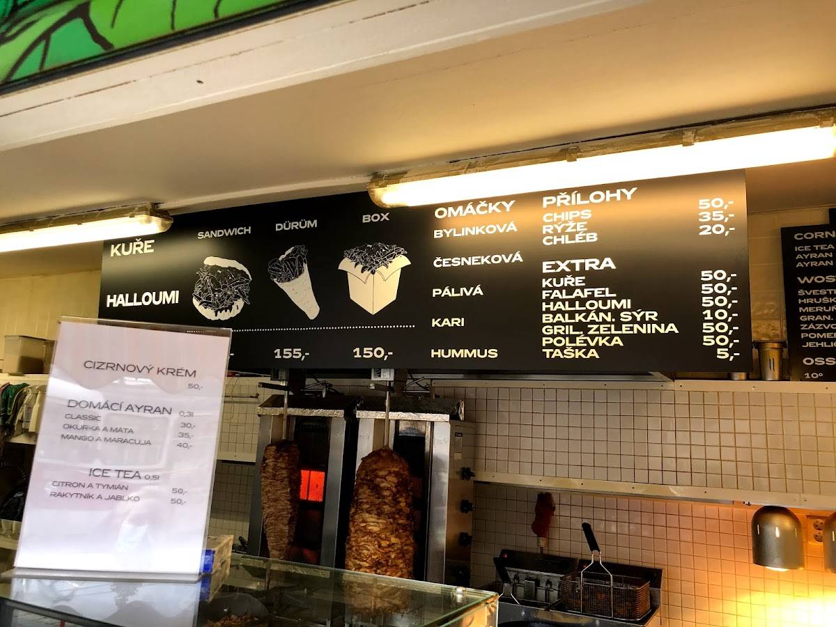 Menu at Gemüse Corner Kebab restaurant, Prague, Podolské nábř.