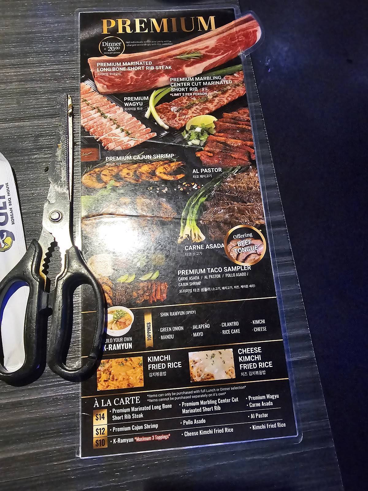 Menu at Gen Korean BBQ House, Chandler