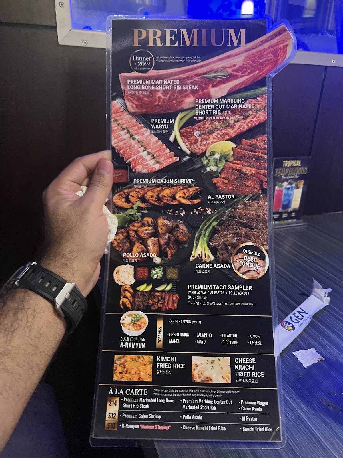 Menu at Gen Korean BBQ House, Chandler
