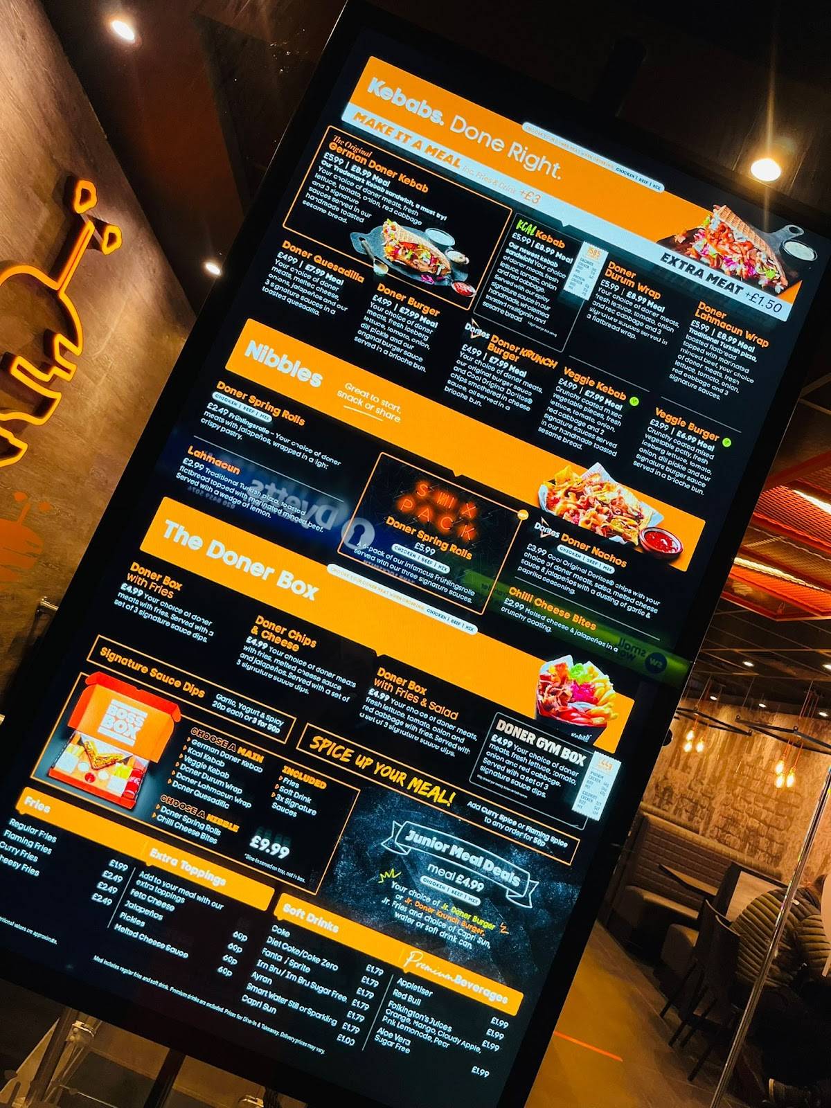 Carta del restaurante German Doner Kebab (GDK), Londres, 54 Willesden