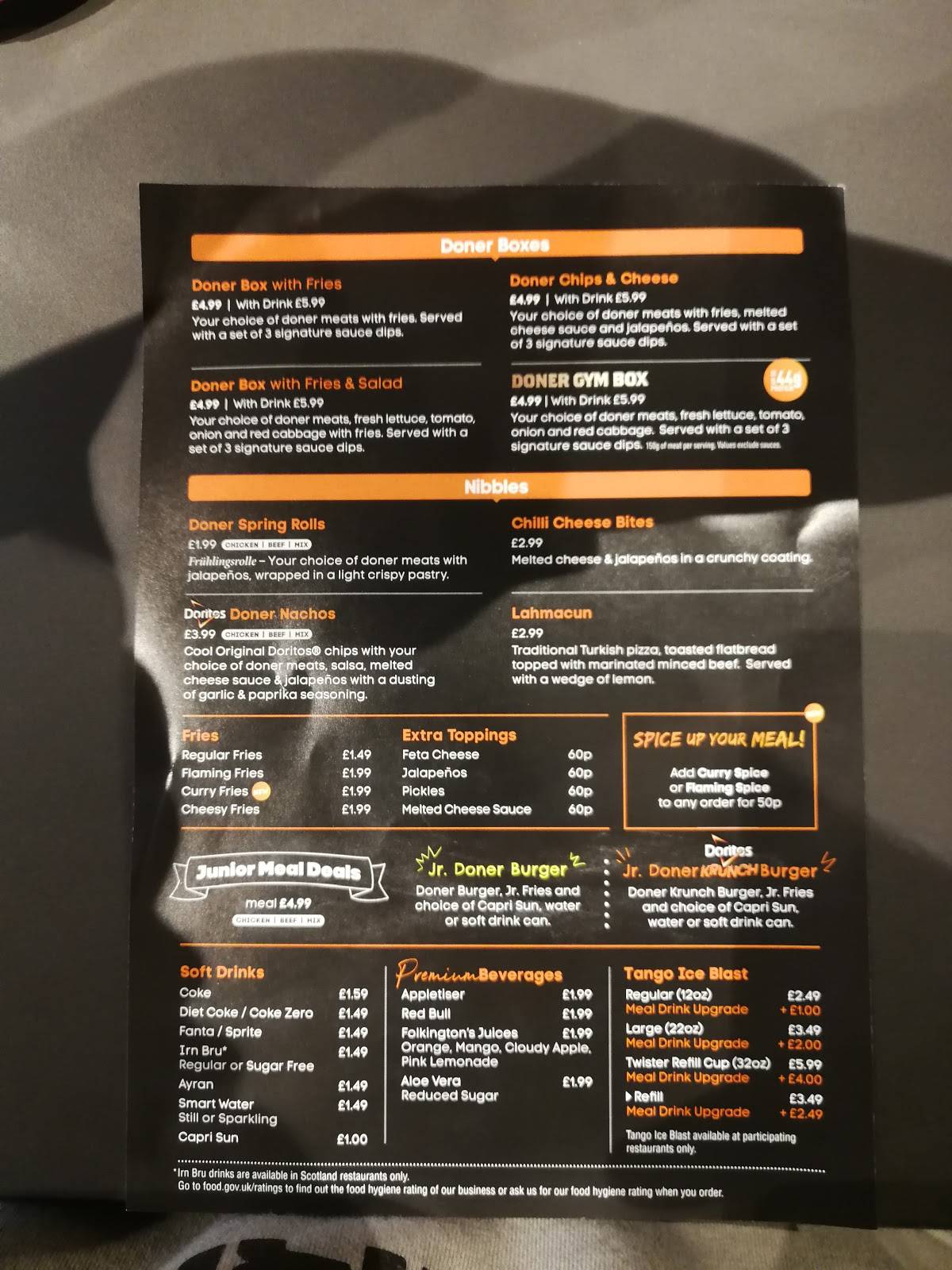 Carta del restaurante German Doner Kebab, Toronto