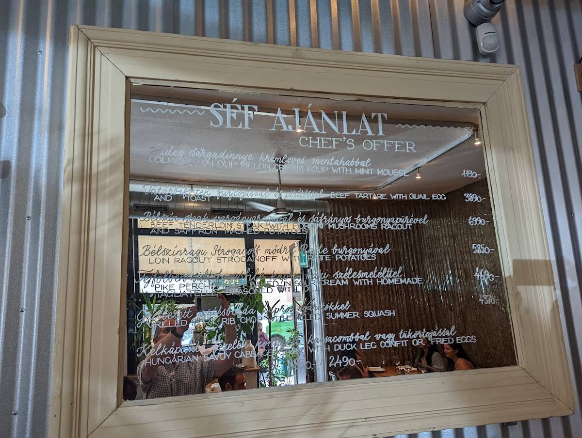 Menu at Gettó Gulyás restaurant, Budapest