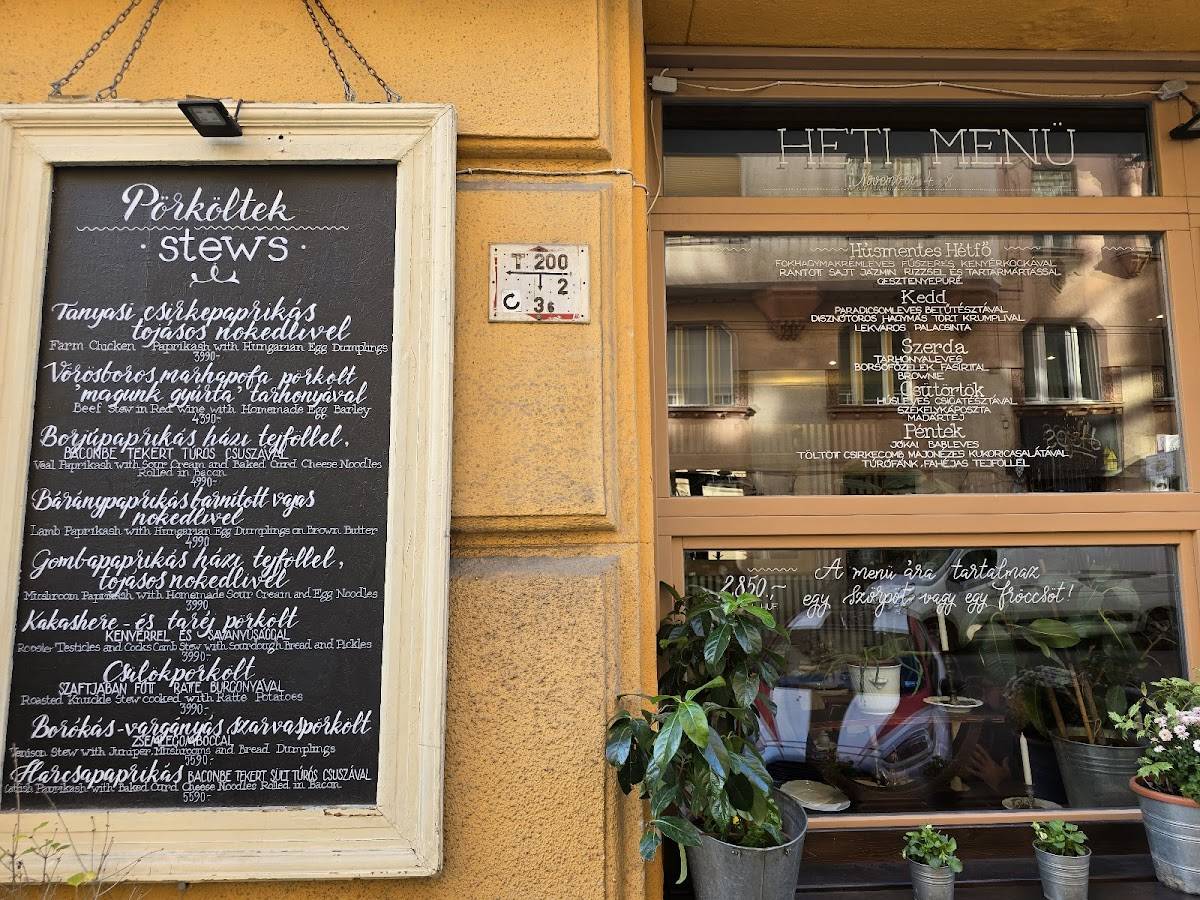 Menu at Gettó Gulyás restaurant, Budapest