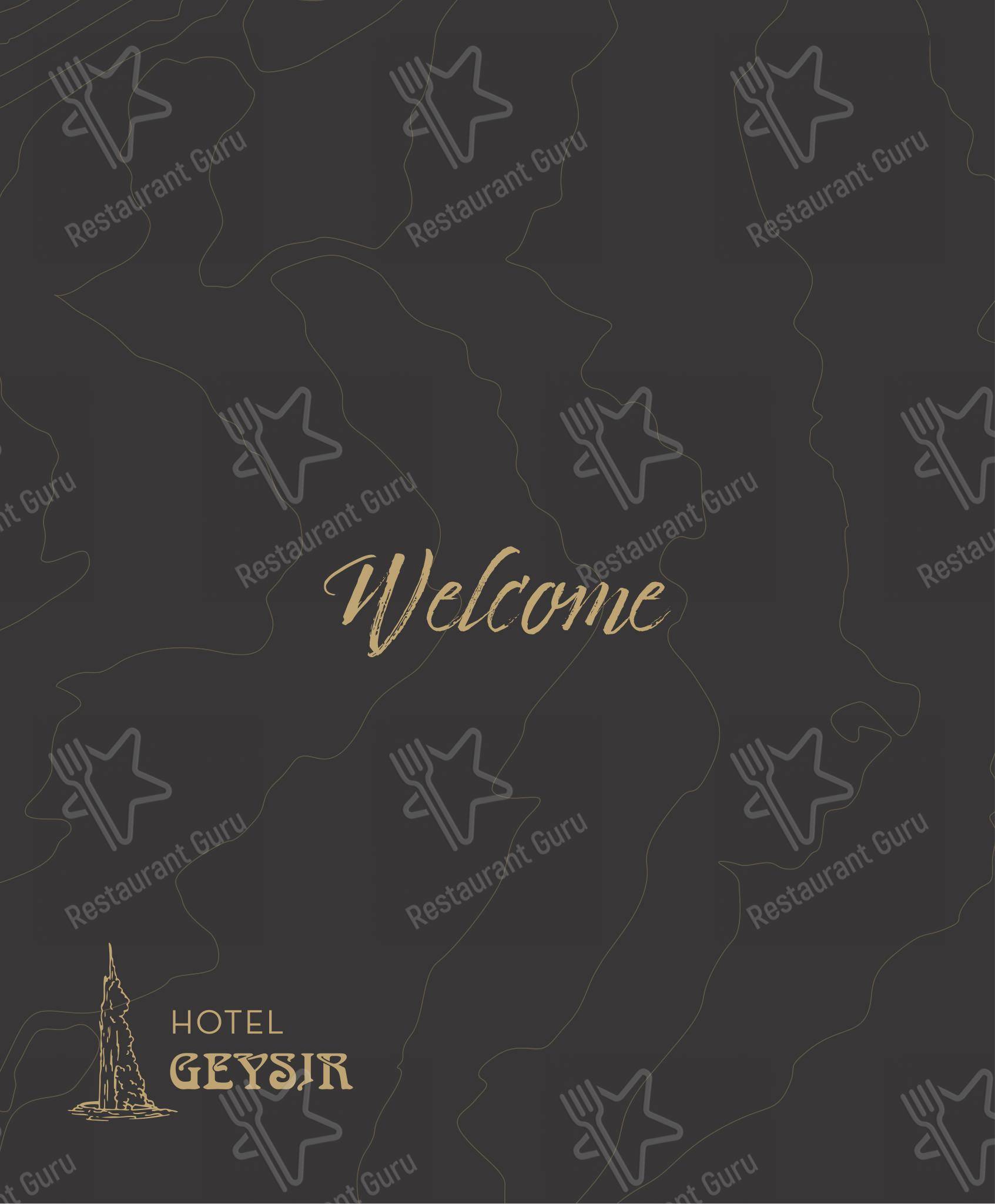 Menu at Geysir Centre restaurant, Iceland, Haukadalur