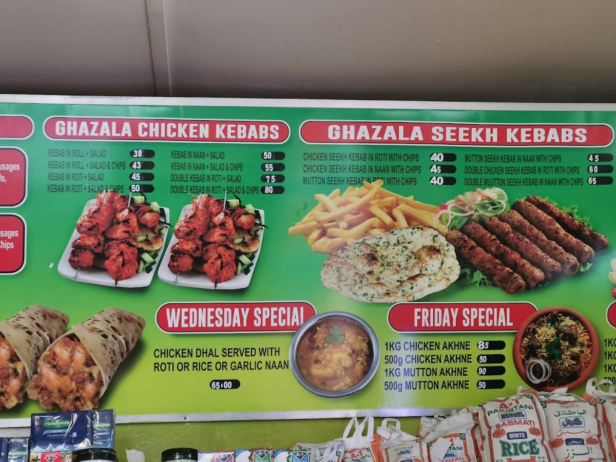 Menu at Ghazala Food & Cafe, Cape Town
