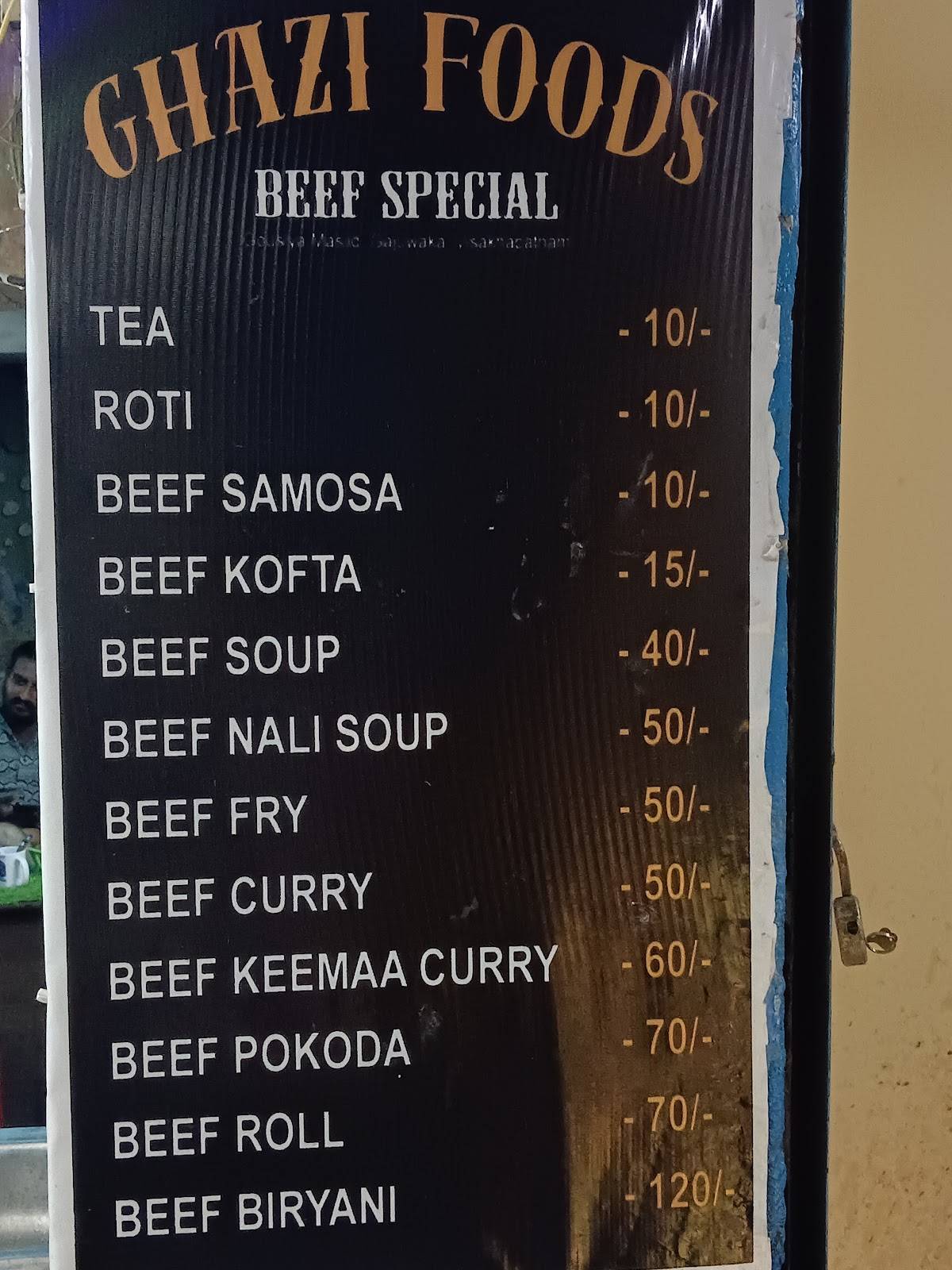 Menu at Ghazi foods (beef special), Visakhapatnam