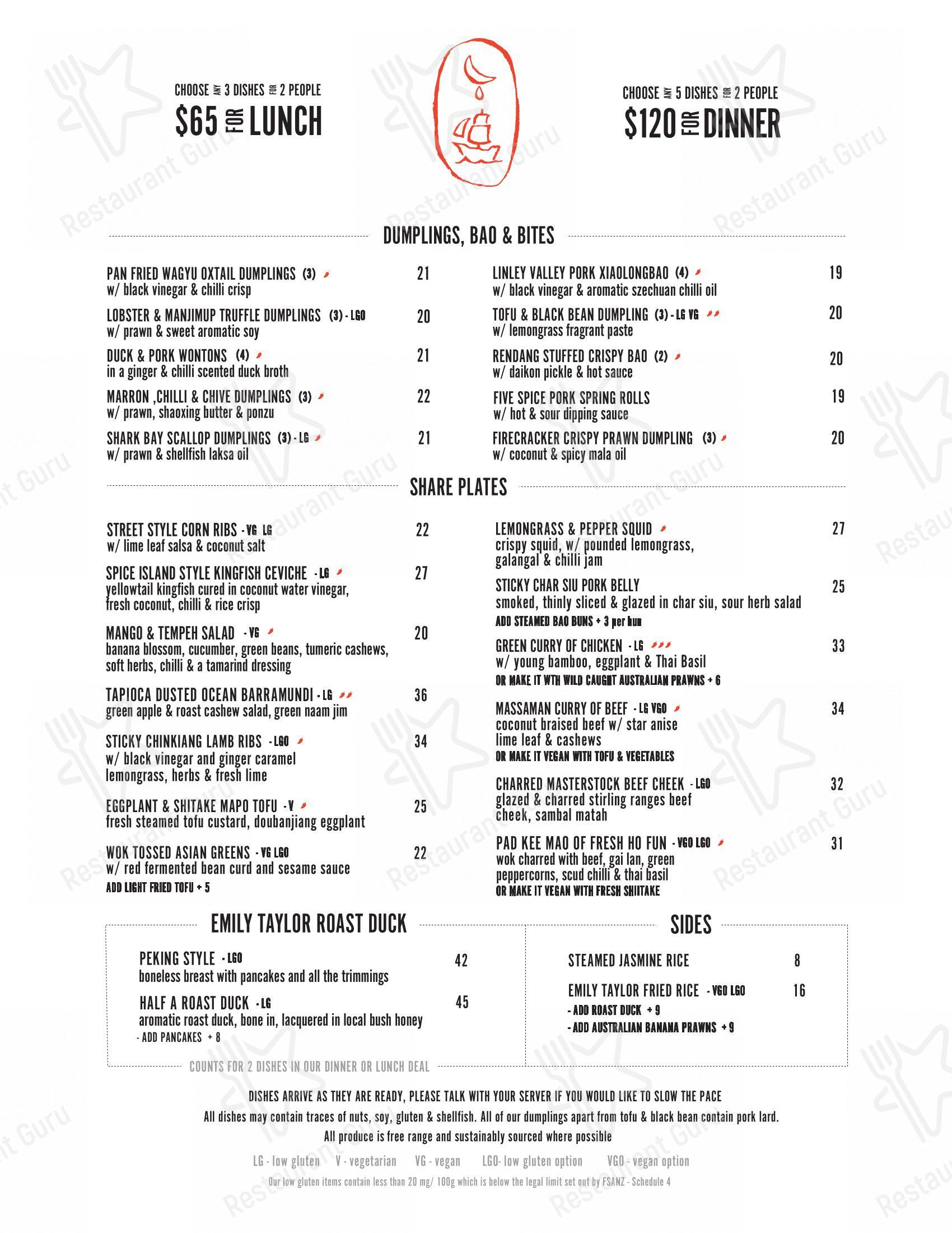Menu at Gimlet pub & bar, Fremantle