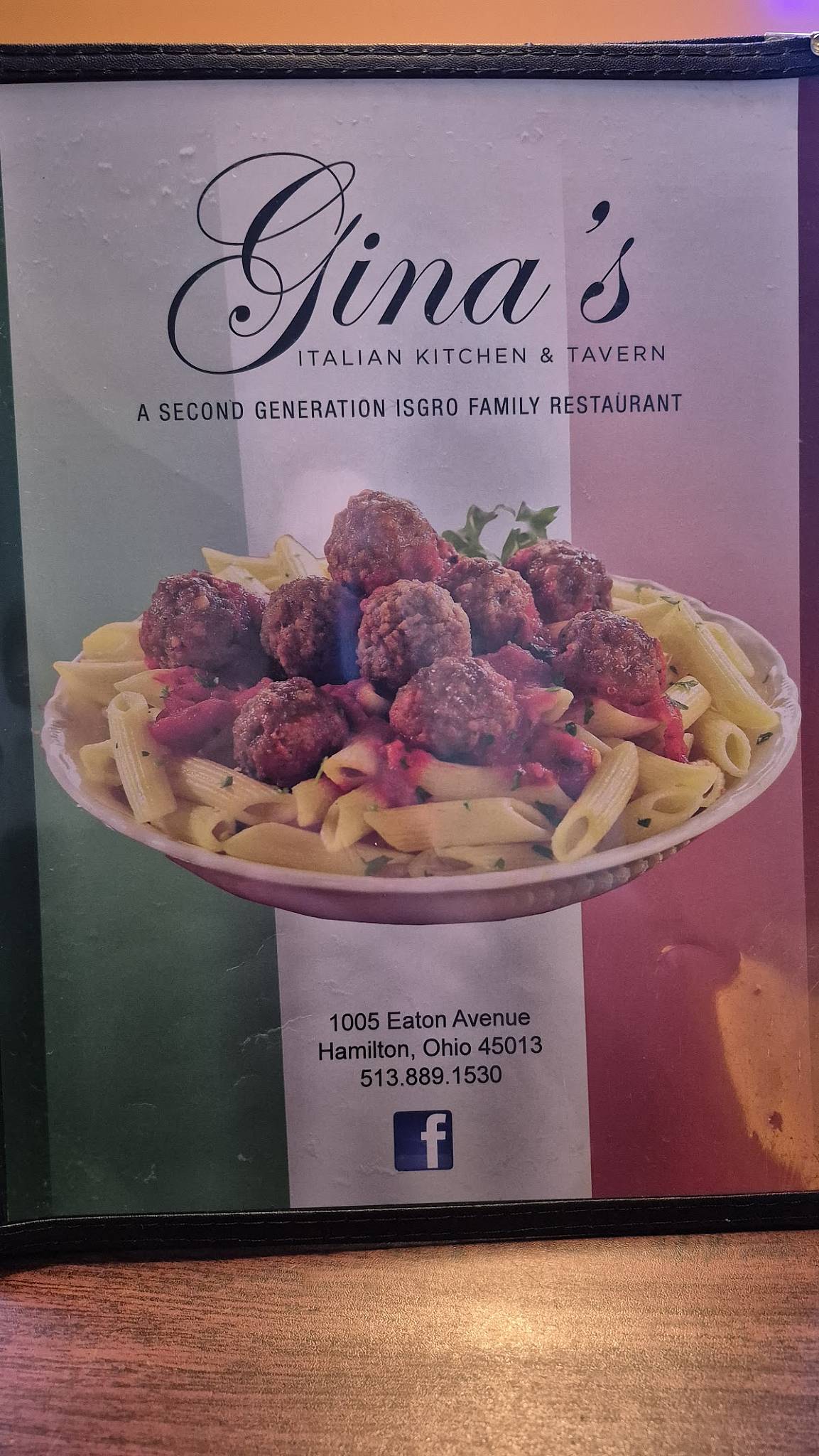 Menu at Gina's Italian Kitchen & Tavern restaurant, Hamilton