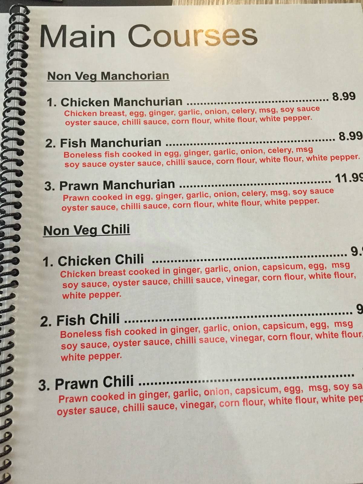 Menu at Ginger Garlic Nepalese Cuisine restaurant, Regina