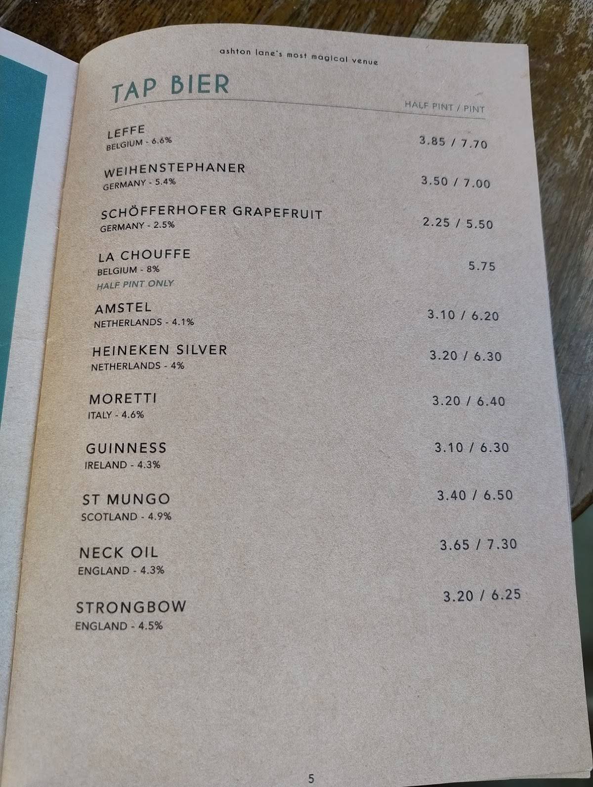 Menu at Brel pub & bar, Glasgow, 37-43 Ashton Ln