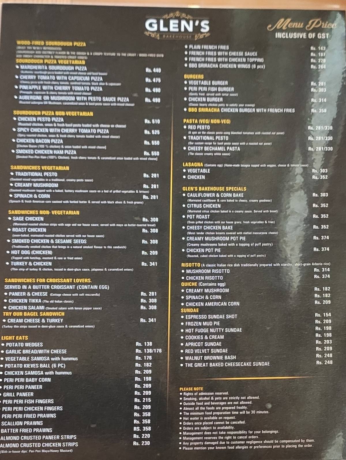 Menu at Glen’s Bake House - Jayanagar, Bengaluru