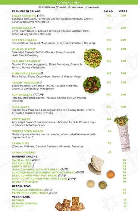 Menu at Go! Salads restaurant, Mandaluyong, Epifanio de los Santos Ave