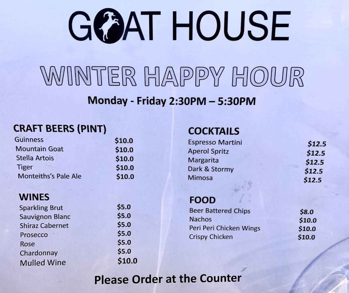 Menu at Goat House restaurant, Elsternwick, 272 Glen Huntly Rd