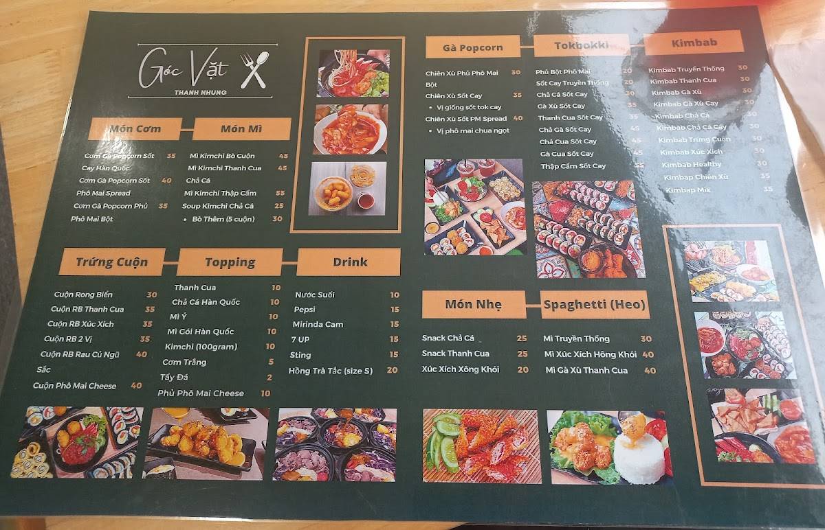Carta del restaurante Góc vặt Thanh Nhung, Ciudad Ho Chi Minh (Saigón)