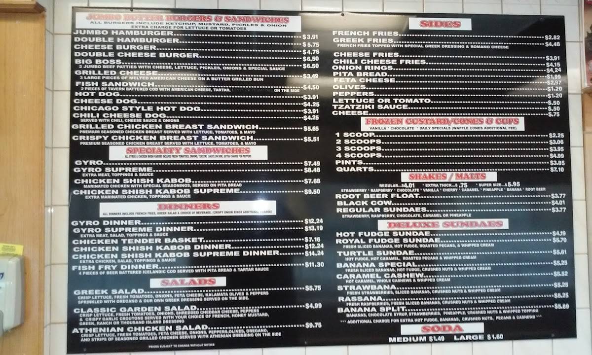 Menu at Golden Gyros restaurant, Milwaukee