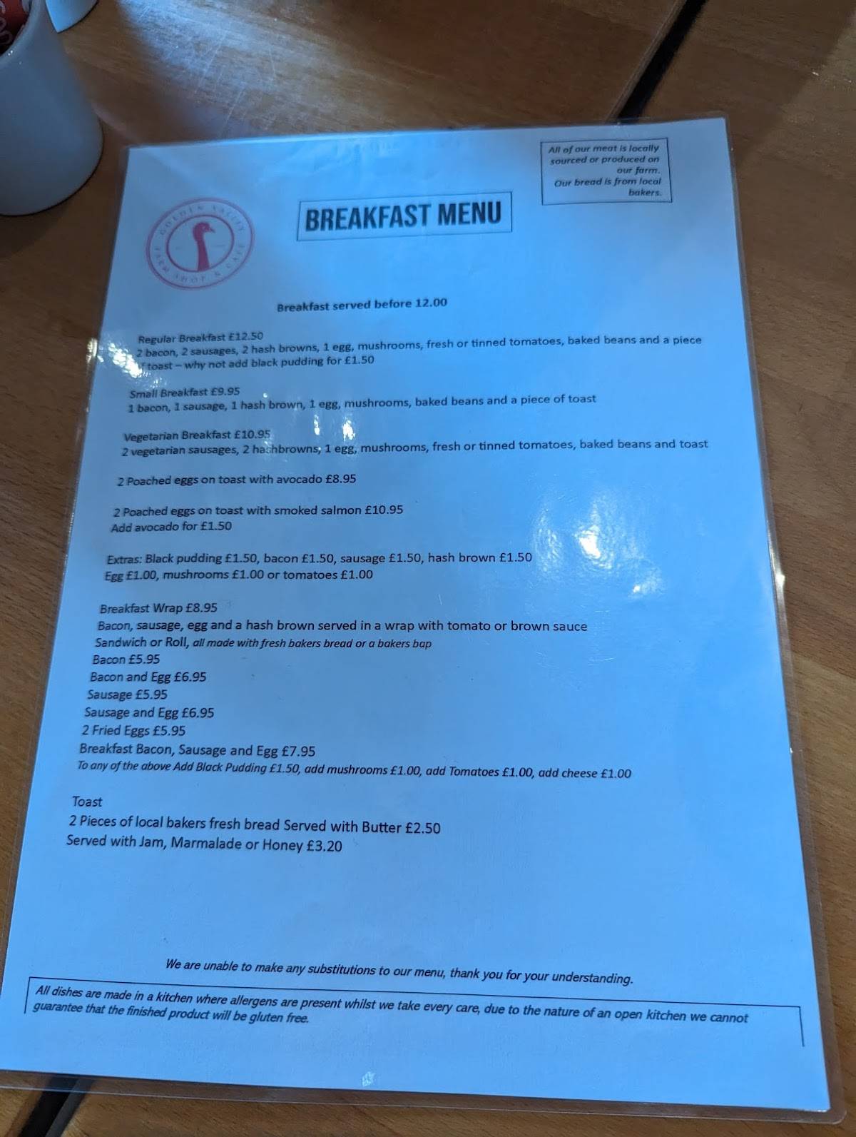 Menu at Golden Valley Farm Shop & Cafe, Bristol