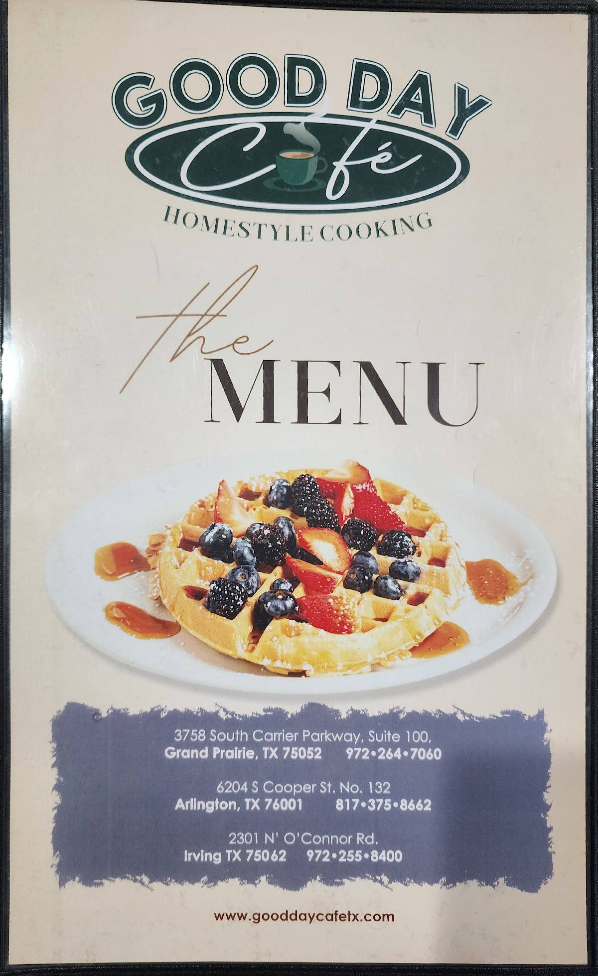 Menu at Good Day Cafe, Grand Prairie, S Carrier Pkwy #100