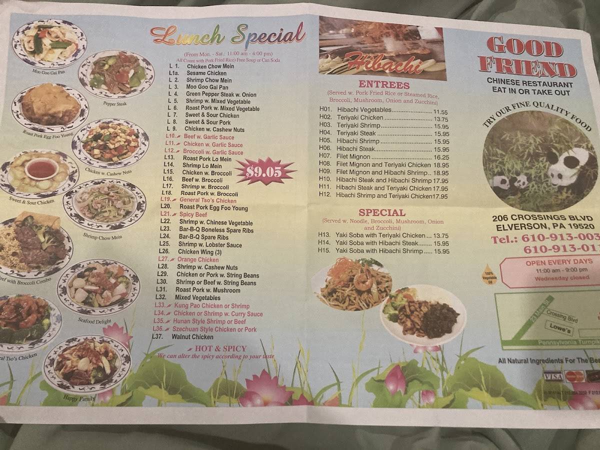 Menu at Good Friend Chinese Resturant restaurant, Elverson, 206 ...
