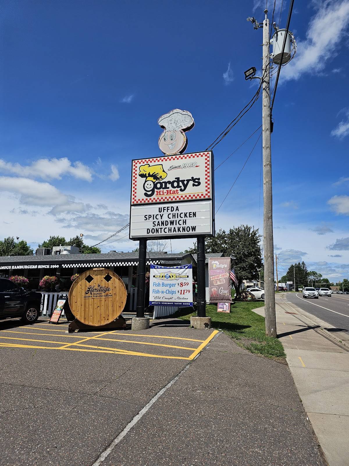 Menu at Gordy's Hi-Hat restaurant, Cloquet
