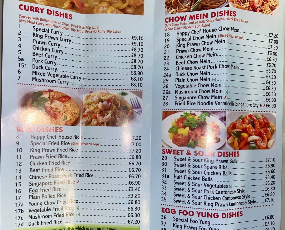 Menu at Happy Chef fast food, Llangennech
